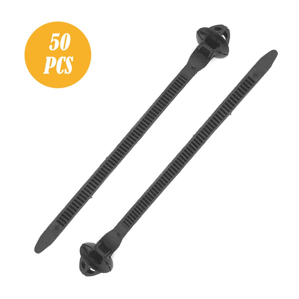 50pc Automotive Cable Strap Push Mount Wire Tie Retainer Clip Clamp ...