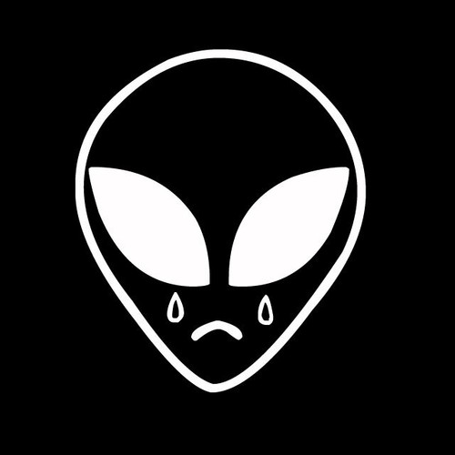 CRYING SAD ALIEN HEAD Vinyl Decal Sticker FREE USA SHIPPING UFO FACE ...