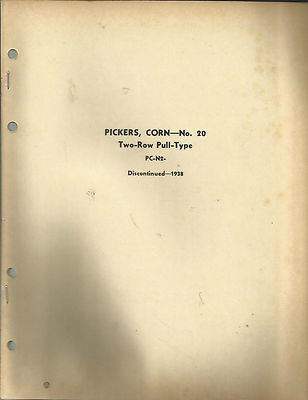 Antique & Vintage Manuals - Row Corn Pickers
