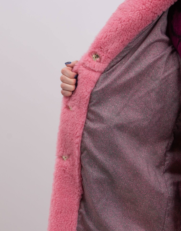RRP€575 ANNIE P Faux Fur Coat IT44 US8 UK12 L Pink Wool Blend Made in ...