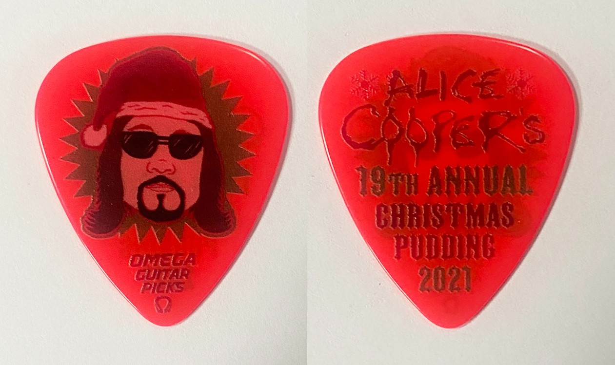 Alice Cooper Ace Frehley Signature 19th Christmas Pudding Guitar Pick ...
