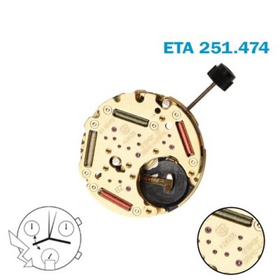Swiss Movement ETA 251.474 Replacement for 251.471-White Date Disk on 6 ...