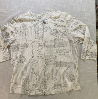 Tan Jay Womens Cardigan Set Cotton Blend Zip Front Tank White French ...