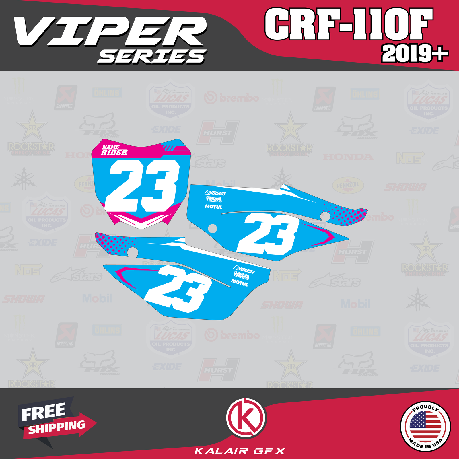 Graphics Kit for HONDA CRF110F CRF110 (2019-2024) Viper-Pink | eBay