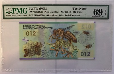 2012 Test Note PWPW Poland PMG 69 EPQ Superb Gem UNC 012 Units | eBay