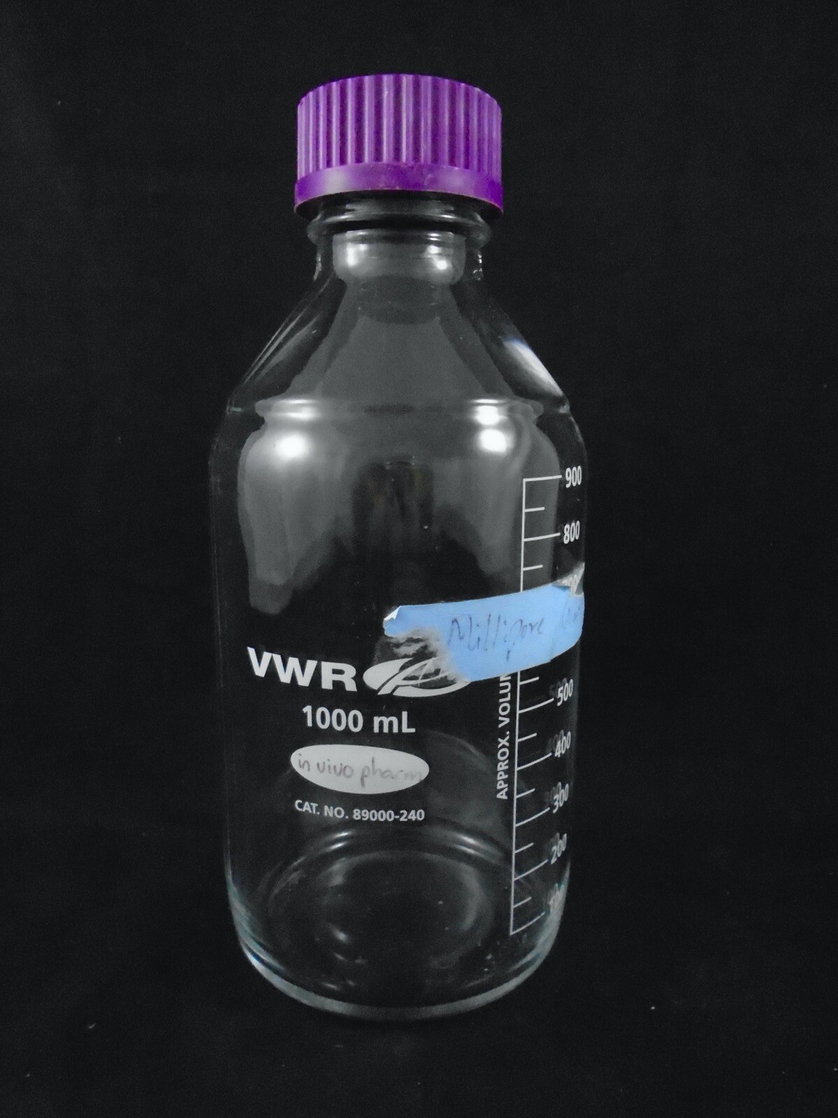 VWR Glass 1000mL 1L Round Media Storage Bottle GL-45 Screw Cap 89000 ...
