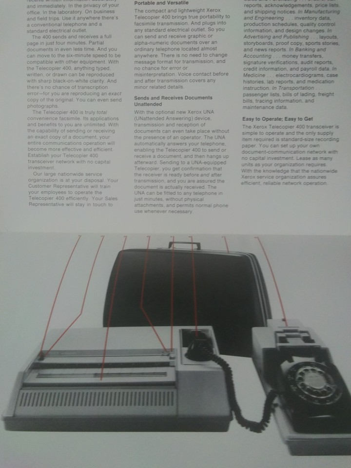 Rare Vintage Original Xerox Rochester NY 400 Telecopier brochure and ...