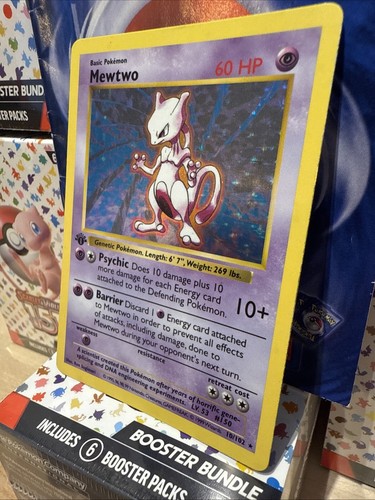 1999 First Edition Shadowless Base Set Mewtwo HOLO Pokémon Card 10/102 ...