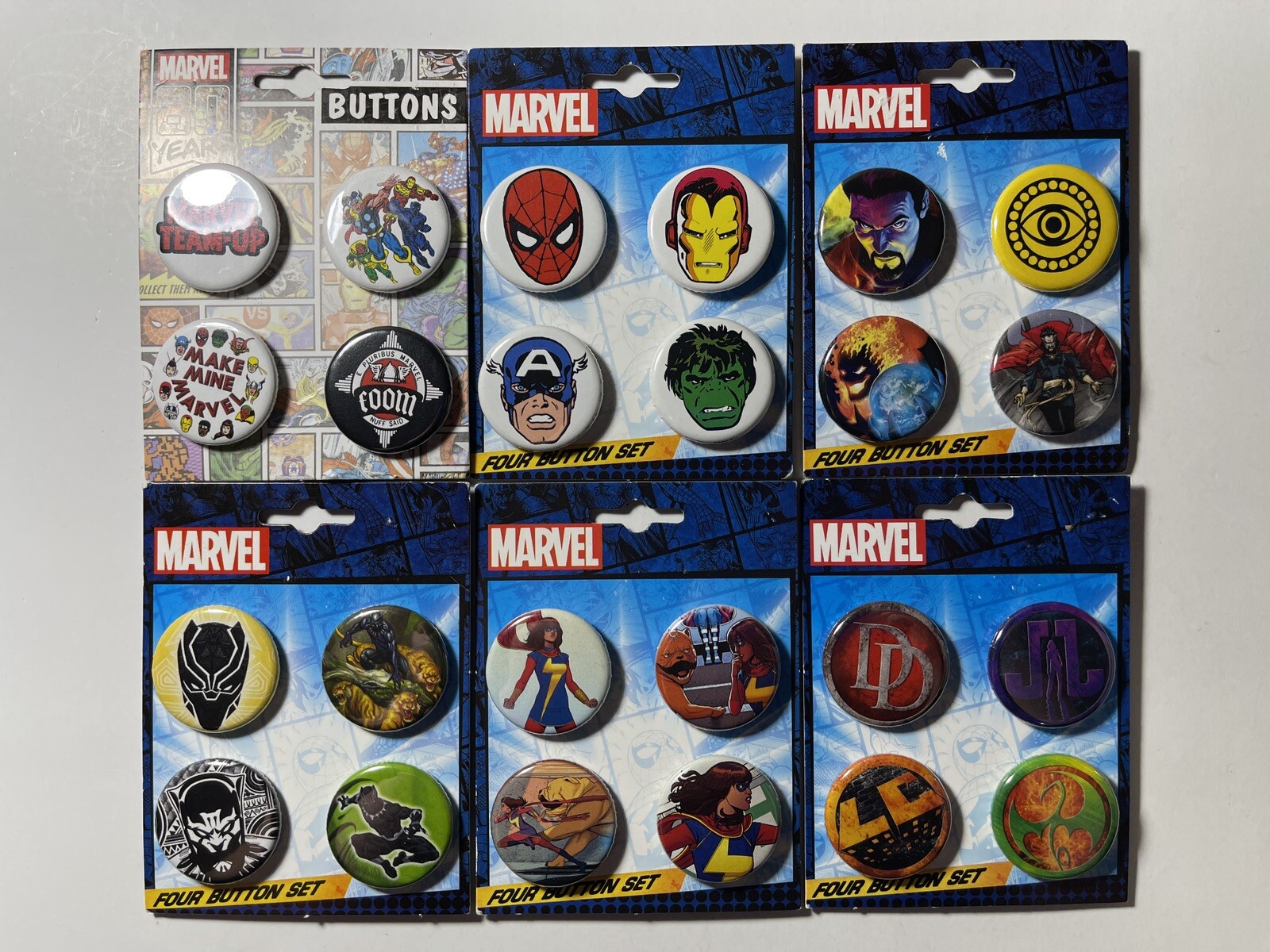 Marvel Four Button Set - Lot of 6! 24 buttons! RARE! HTF! READ ...