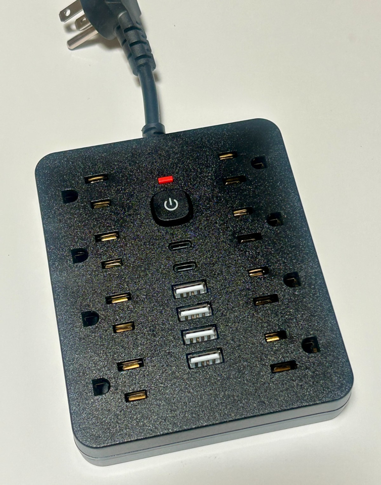 14-in-1 Power Strip Surge Protector 8 AC Outlets 4 USB 2 Type-C Flat ...