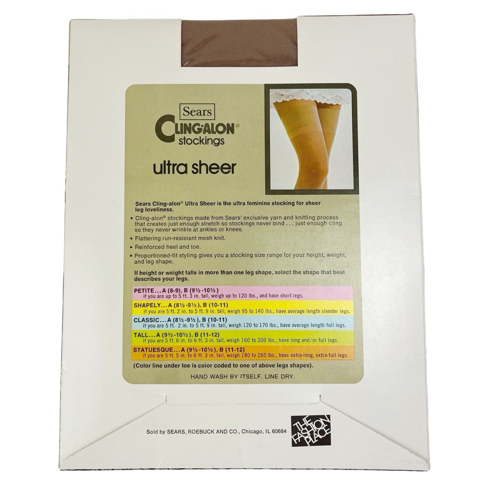 Sears Cling Alon Stockings Classic Size B Ultra Sheer Sandstone Nylon ...