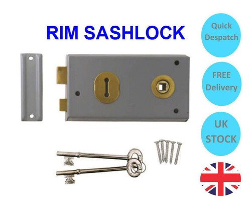 Rim Sash Lock Narrow 140x 75mm DOUBLE HANDED Black, Chrome, Brass Gate ...