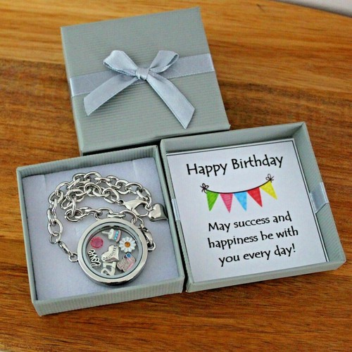 Personalised BIRTHDAY Gift Floating Memory Locket Bracelet 18th 21st ...