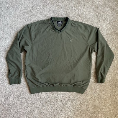 Ashworth Weather Systems Mens MEDIUM Army GREEN V-Neck Pullover Golf ...