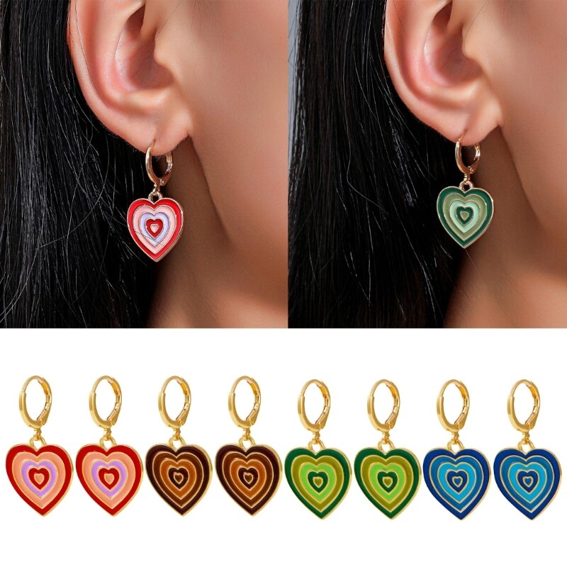 Eye Catching Heart Earrings Lightweight Ear Jewelry Heart Drop Earrings ...