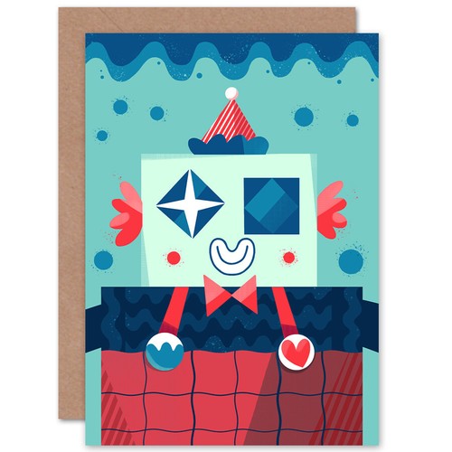 Robot Clown Blank Greeting Card With Envelope | eBay Australia