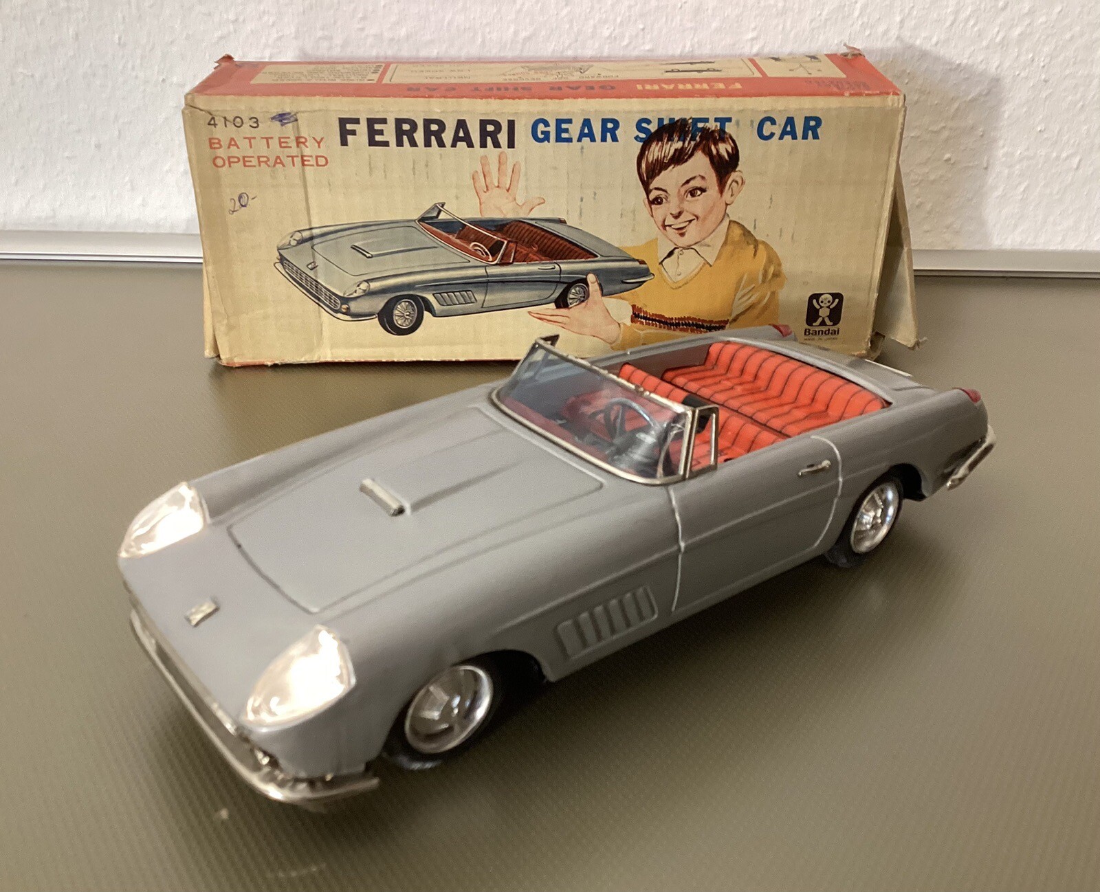 BANDAI FERRARI GEAR SHIFT CAR 4103 + OVP Japan Blechspielzeug 60er ...