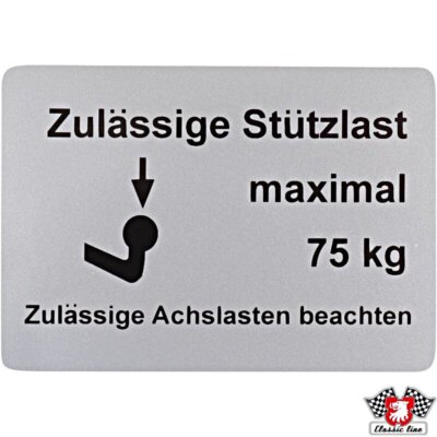 Max 75 kg Sticker For VW Transporter Caravelle T3 79-92 | eBay