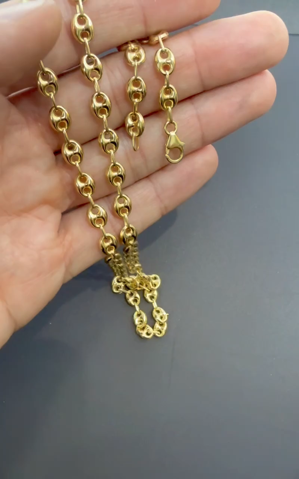 18k Real Yellow Gold Mens Gucci Puff Chain Necklace 22 in 17.3 Grams 6. ...