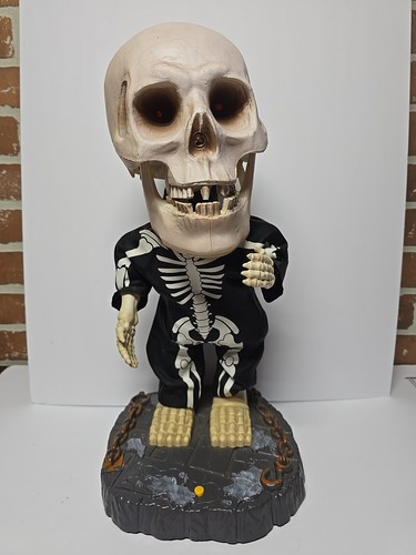 Gemmy 16" Big Head Singing Skeleton Halloween Animated Super Freak -Non ...