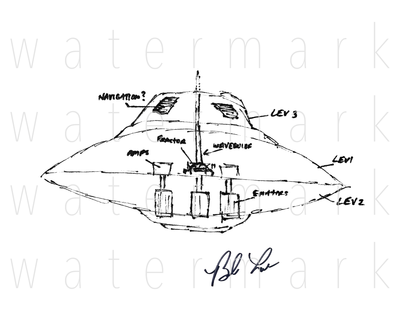 Bob Lazar UFO Sketch Hanger S4 51 signed photo 8X10 print poster ...