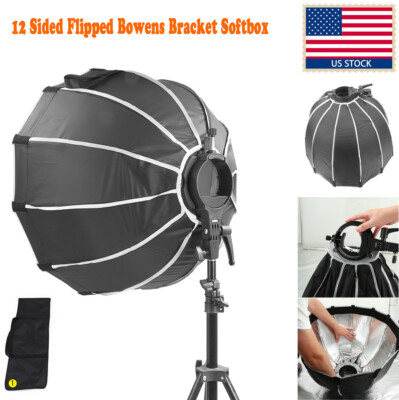 US 70/120cm Quick Installation Flipped Bowens Softbox With Grid & Flash ...