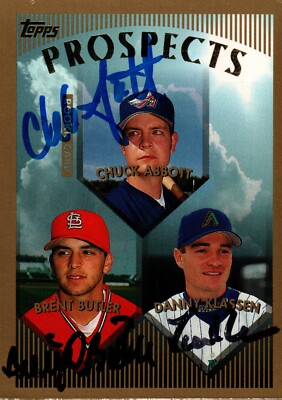 Chuck Abbott Brent Butler Danny Klassen Signed 1999 Topps Rookie Card ...