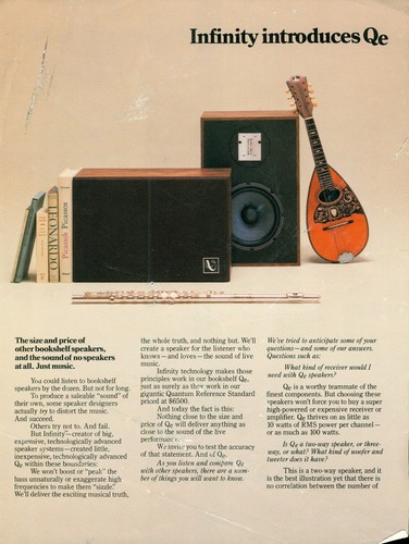 1977 Infinity Quantum Qe Speakers Glossy Dealer Original Brochure HiFi ...