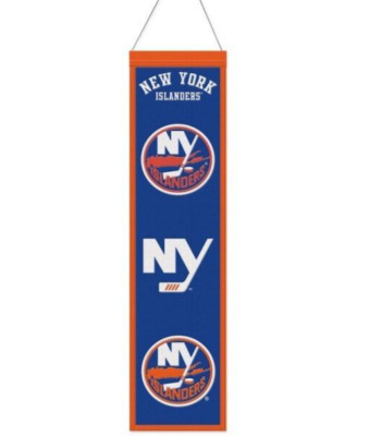 NEW YORK ISLANDERS EVOLUTIONS BANNER EMBROIDERED WOOL 8"X32" W/ HANGING ...