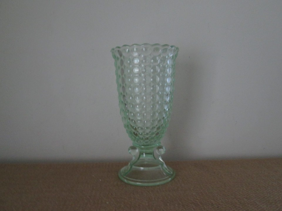 Vtg ADAMS & CO Green Uranium Glass EAPG Thousand Eye 1880's 8.5" Footed ...