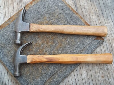 2 Vintage USA Belknap Hardware Blue Grass Claw Hammer Balanced Curved ...