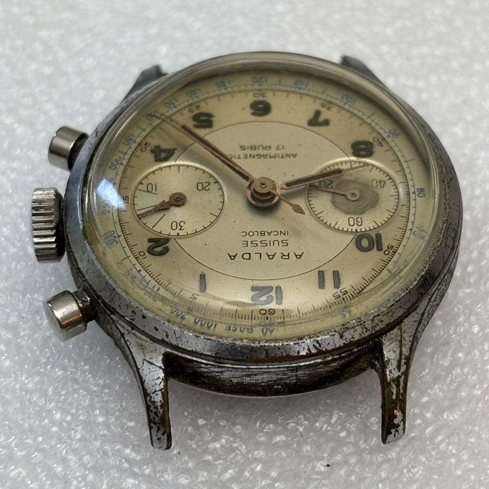 Broken Vintage Aralda Suisse Watch Incabloc Watch Landeron Chronograph ...