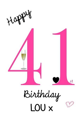 Personalised 41 Birthday Card - Any Name - Pink or Blue - Mum Dad ...