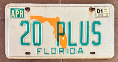 Florida VANITY License Plate 20 PLUS | eBay