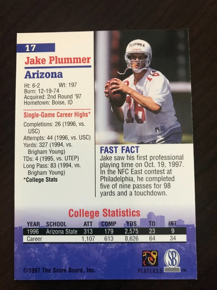 1997 Score Board Strong Box Autographed Collection Jake Plummer #17 ...