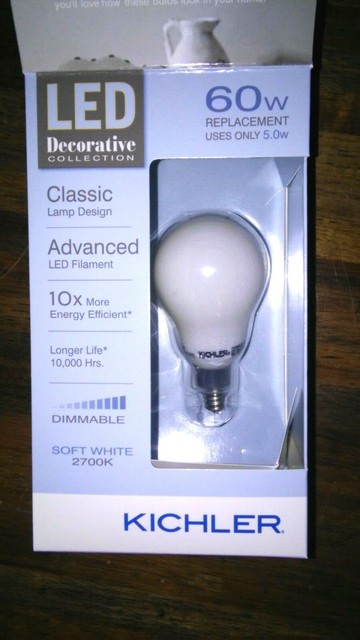 Kichler 60w Candelabra Base LED A15c Bulb 5w Dimmable Soft White 777420 ...