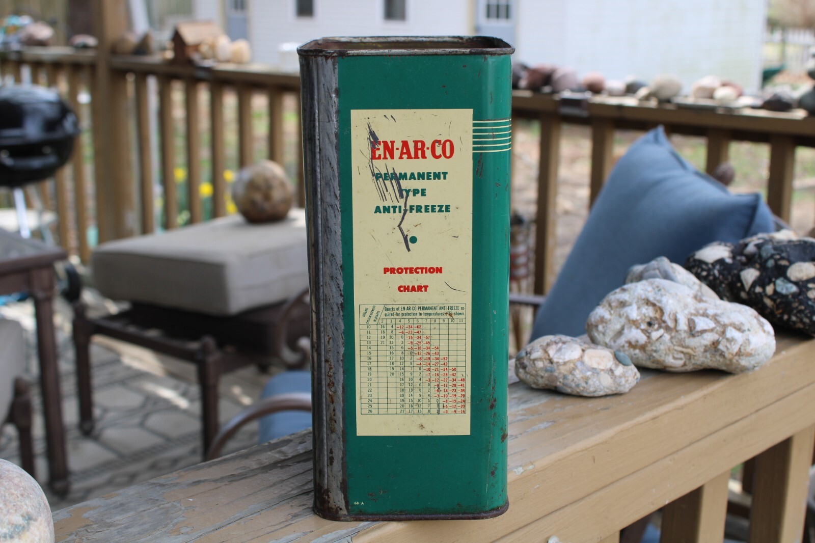 1940s EN-AR-CO- ANTI FREEZE Old Solder Seam Tin 1 gal. Oil Can ...