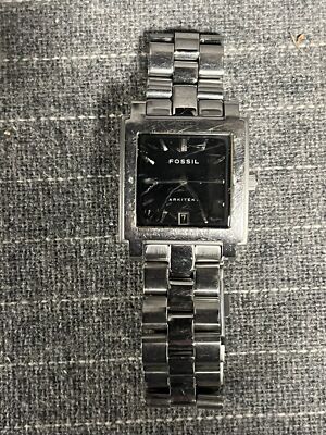 Fossil Arkitekt Square Case Black Dial Metal Band Quartz Mens Watch | eBay