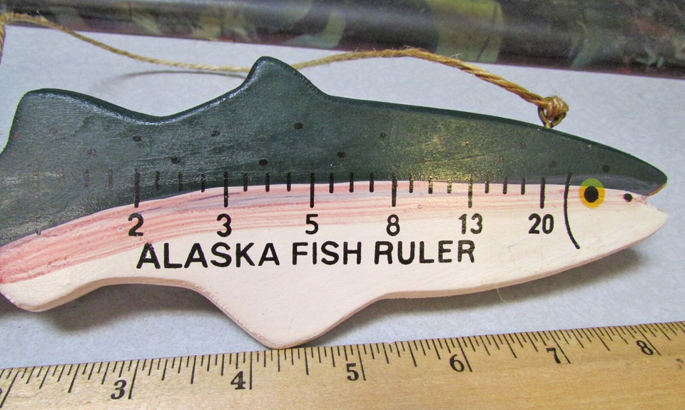 Alaska Fish Ruler Wall hanging wood souvenir, "inches" are questionable ...