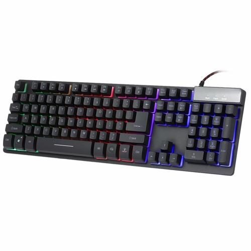 104 Keys USB Wired Coloured Suspended Key caps LED Backlight Gaming ...