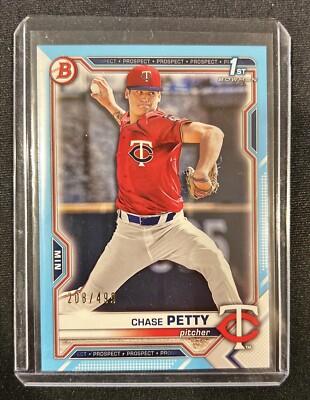 Chase Petty 2021 Bowman 1st Sky Blue /499 Cincinnati Reds Rookie RC ...