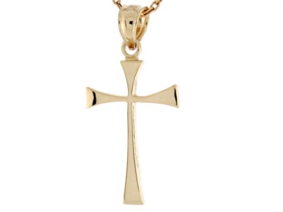 10k or 14k Yellow Gold 2.49cm Long Gothic Stylish Cross Chrm Pendant | eBay