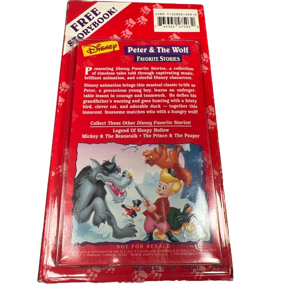 PETER & THE WOLF Disney Favorite Stories VHS Video Tape MUSIC LAND ...