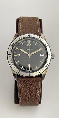 1960s Vintage Orvin Diver Watch Swiss Sears Roebuck and Co Heuer Black ...