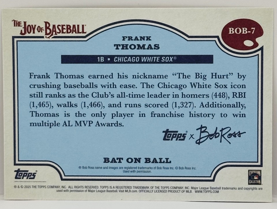 2025 Topps x Bob Ross The Joy of Baseball Frank Thomas Bat on Ball BOB ...