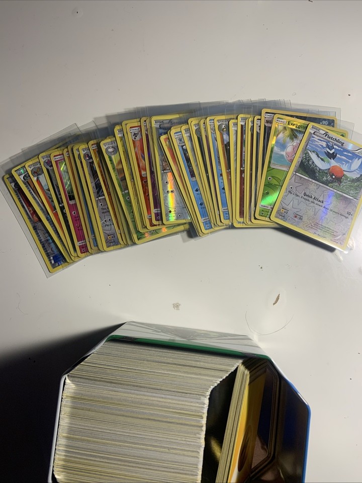 Pokemon Card Lot 150+ Different cards with storage tin holofoil ...