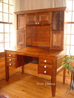 19th c. Large American Railroad Agent Stationmasters Depot Desk | eBay