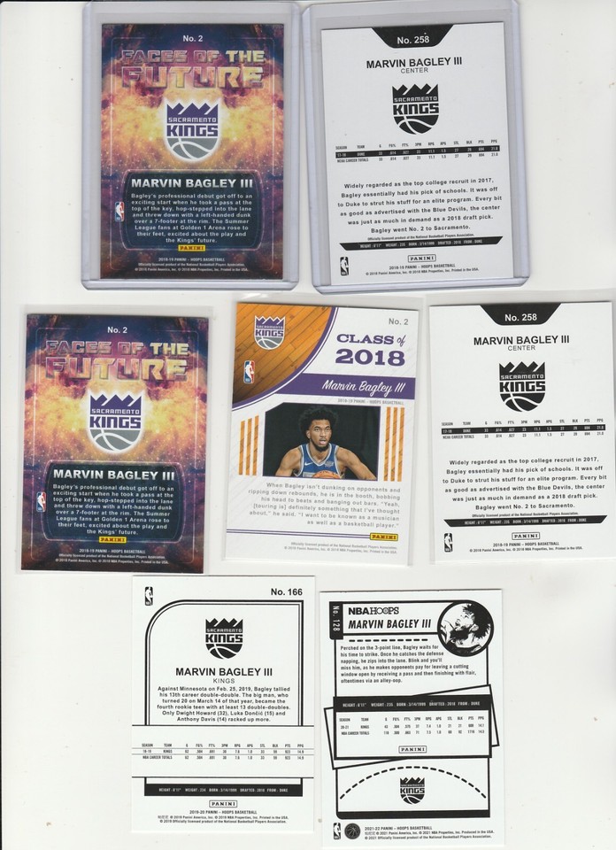 MARVIN BAGLEY JR. 2018-19 HOOPS ROOKIE RAINBOW LOT (5) GOLD HOLO FOIL ...
