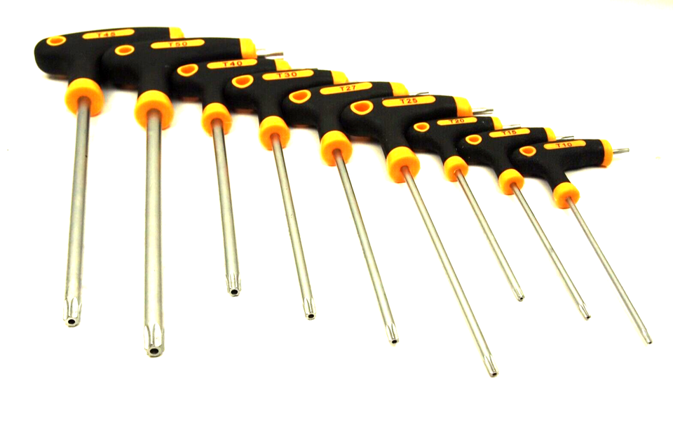 9PC T-Handle Torx Star Key Wrench Set Tamper Torx 2 Drive Ends 261609 ...
