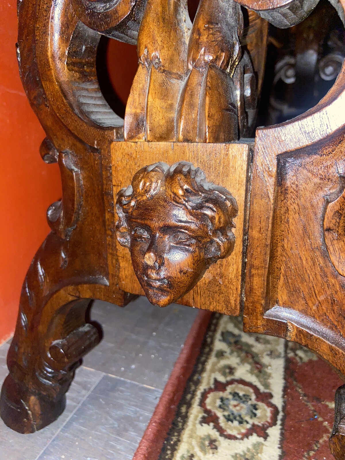 Antique 19th Century Wood Carved Table Devil Gargoyle Dragons Gothic ...